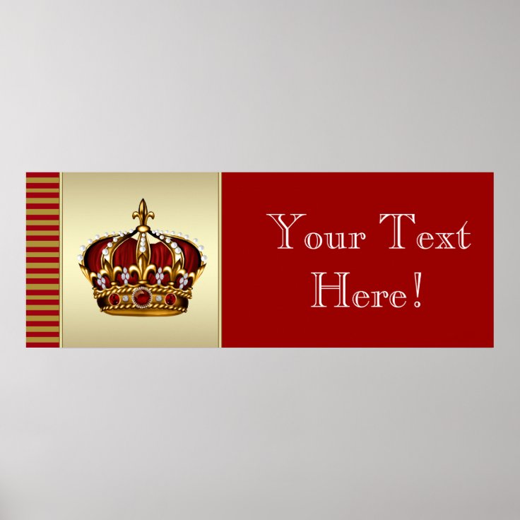 Red and Gold Crown Prince Baby Shower Banner Poster | Zazzle