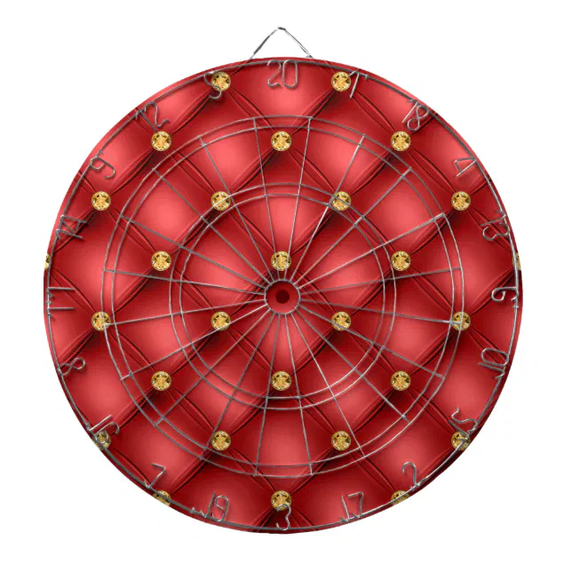 Red and Gold Diamond Tufted Leather Texture Luxury Dart Board | Zazzle