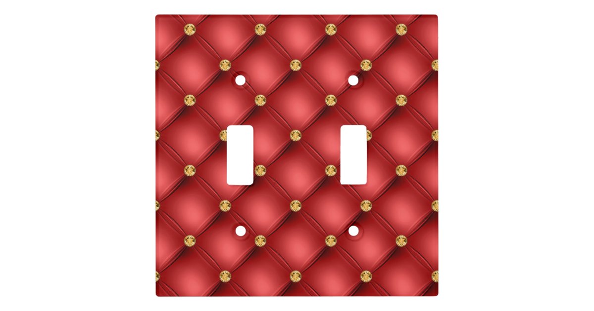 Red and Gold Diamond Tufted Light Switch Cover | Zazzle
