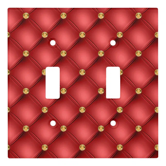 Red and Gold Diamond Tufted Light Switch Cover | Zazzle