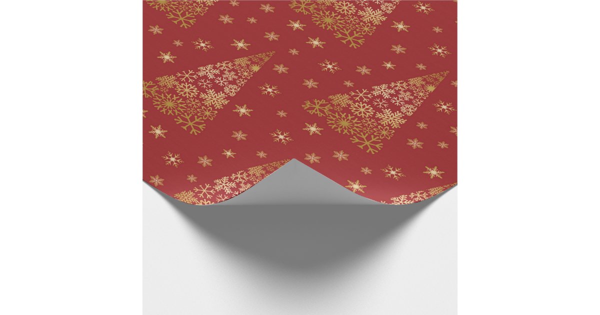 Red and Gold Elegant Christmas Tree Wrapping Paper | Zazzle