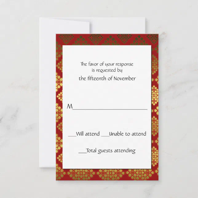 Red and Gold Elegant Response Card | Zazzle