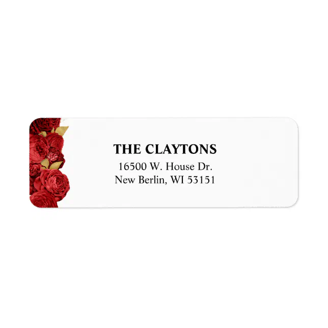 Red And Gold Floral Return Address Labels | Zazzle