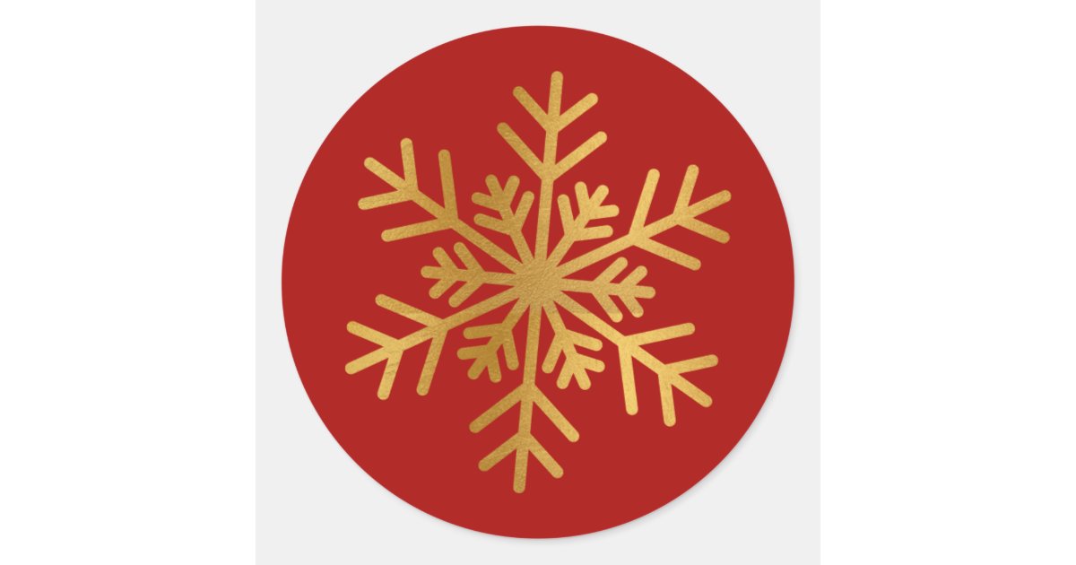 Red and Gold Foil Snowflake Luxury Holiday Sticker | Zazzle