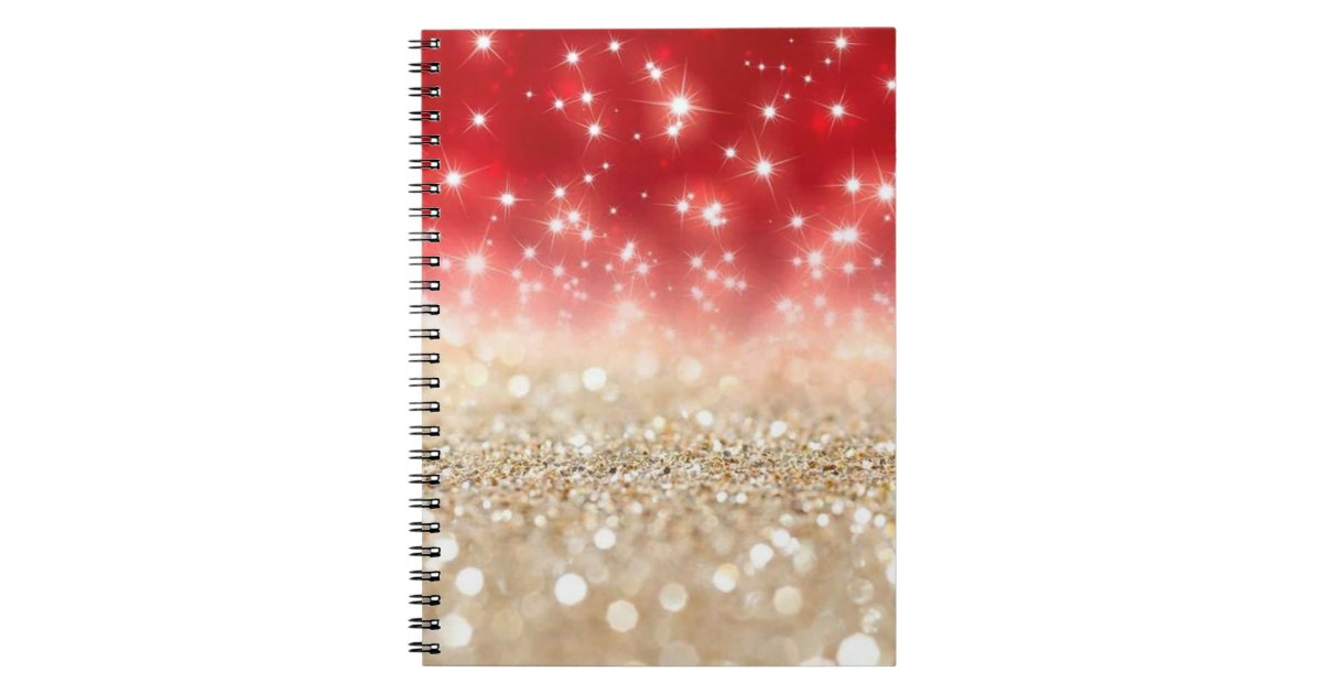 Red and Gold Glitter Notebook | Zazzle