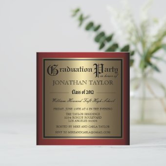 Red and Gold Graduation Invitation | Zazzle