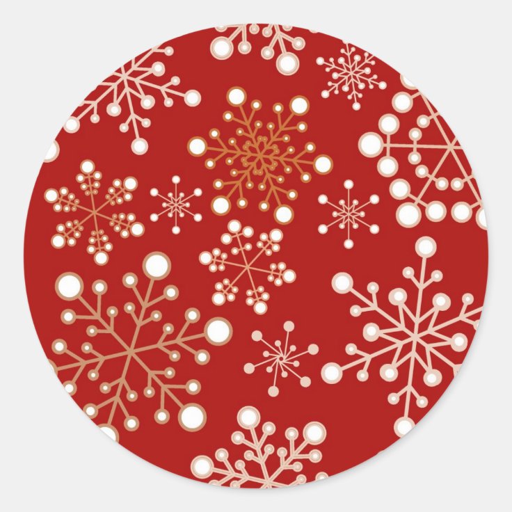 Red and Gold Holiday Pattern Classic Round Sticker | Zazzle