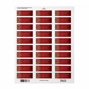 RED AND GOLD INDIAN INSPIRED ADDRESS LABELS | Zazzle