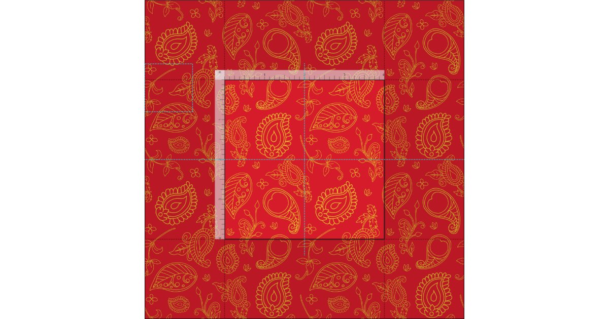 Red and Gold Indian Saree Paisley Pattern Fabric | Zazzle