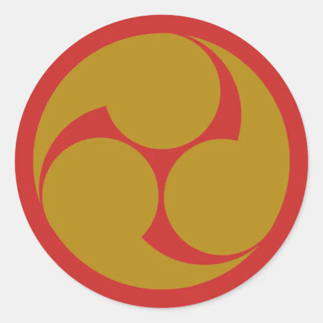 Red and Gold Japanese Mitsudomoe Crest Symbol Classic Round Sticker ...