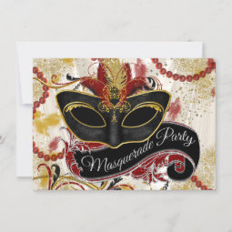 Red and Gold Masquerade Party Invitation | Zazzle