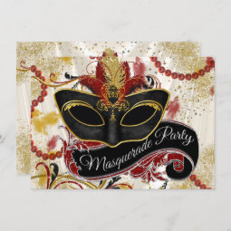 Red and Gold Masquerade Party Invitation | Zazzle