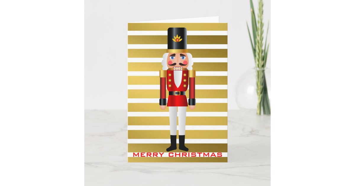 Red and Gold Nutcracker 2 Holiday Card | Zazzle