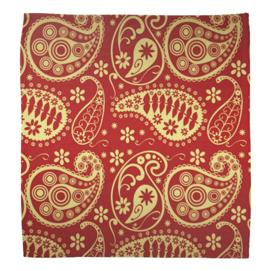 Red and Gold Paisley Bandana | Zazzle.com