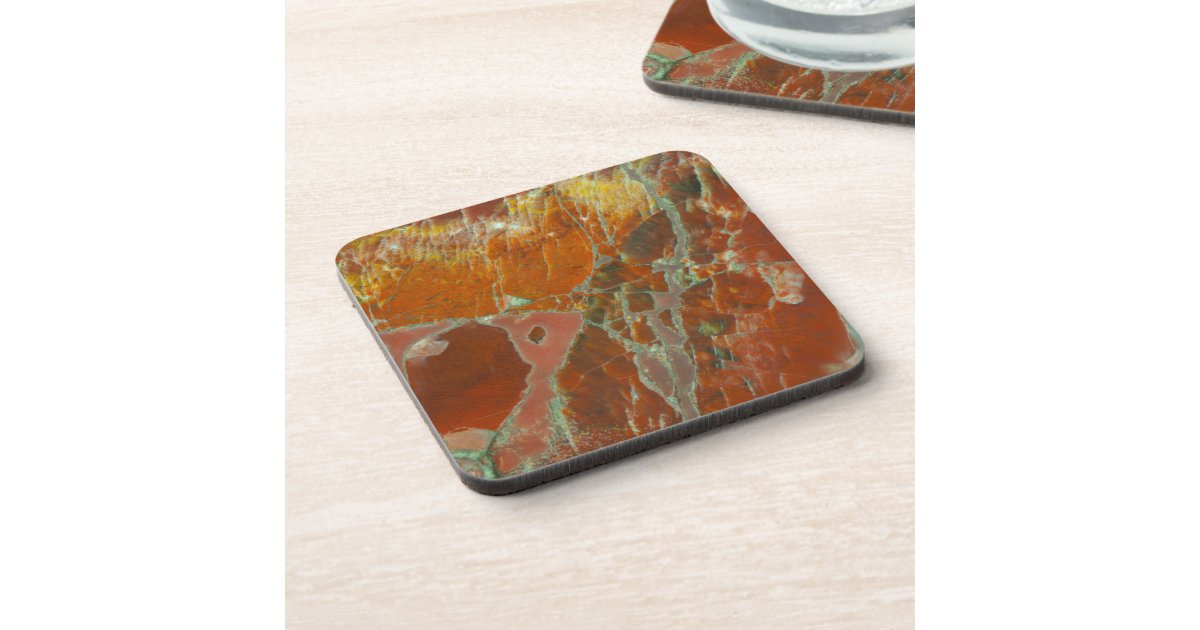 Red and Gold Petrified Wood Coaster | Zazzle