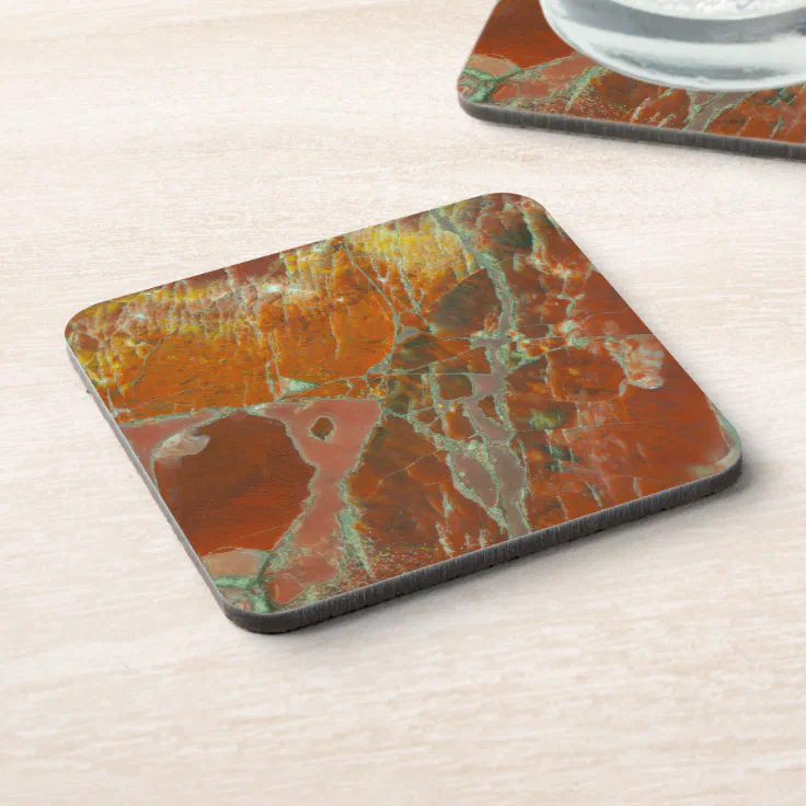 Red and Gold Petrified Wood Coaster | Zazzle