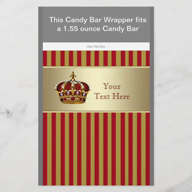 Red and Gold Prince Baby Shower Candy Bar Wrapper | Zazzle