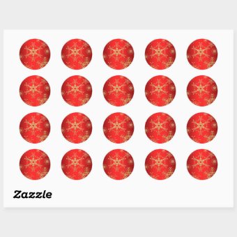 Red and Gold Snowflake Sticker | Zazzle