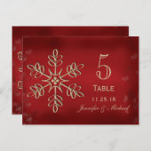 Red and Gold Snowflake Wedding Table Number Cards | Zazzle