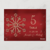 Red and Gold Snowflake Wedding Table Number Cards | Zazzle