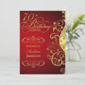 Red and Gold Swirl 70th Birthday Party Invitation | Zazzle