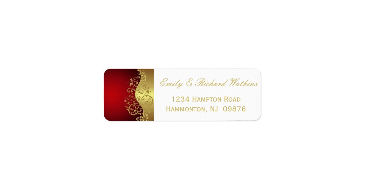 Red and Gold Swirl Elegant Labels | Zazzle