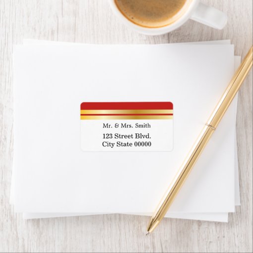 Red and Gold Trim Label | Zazzle