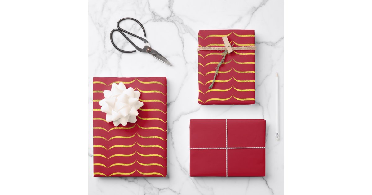 Red and Gold Wrapping Paper Sheets | Zazzle