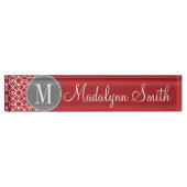 Red and Gray Geometric Pattern Monogram Name Plate | Zazzle