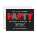 Red and Gray Grunge Birthday Party Invitation | Zazzle