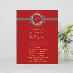 Red and Gray Monogram Birthday Programs | Zazzle