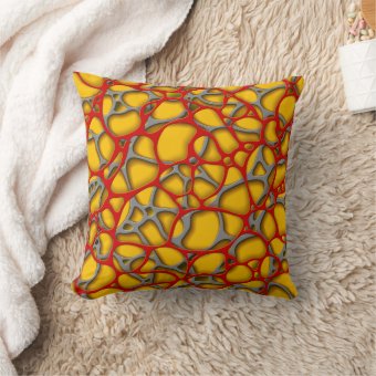 Red and gray net on a yellow background. throw pillow | Zazzle