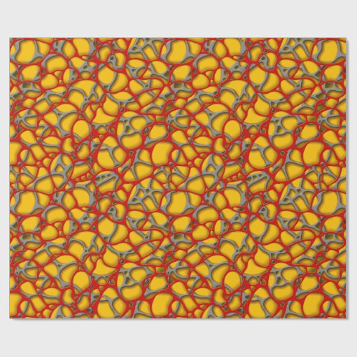 Red and gray net on a yellow background. wrapping paper | Zazzle