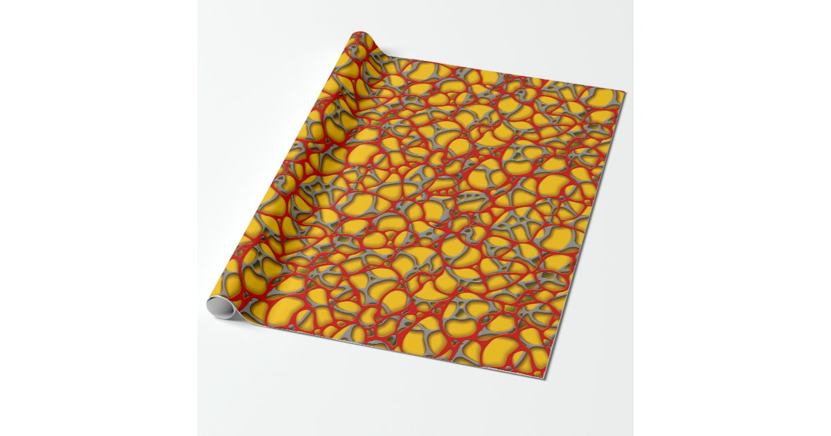 Red and gray net on a yellow background. wrapping paper | Zazzle