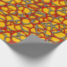 Red and gray net on a yellow background. wrapping paper | Zazzle