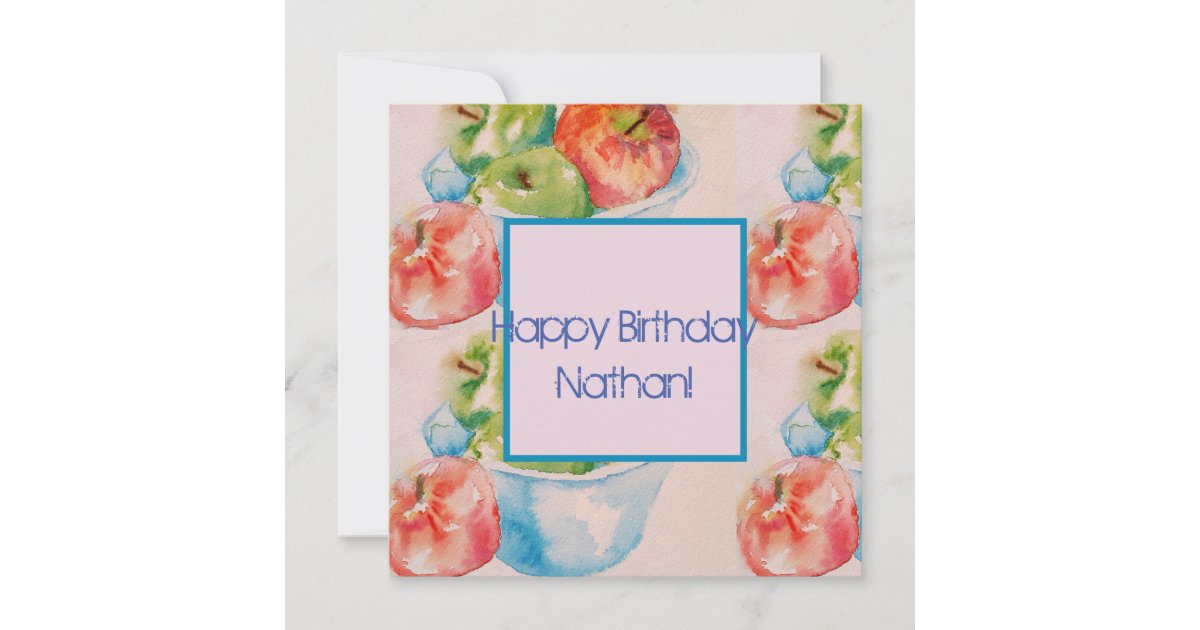 Red and Green Apples Fruit Watercolour Name Card | Zazzle