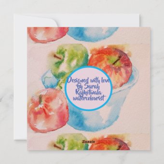 Red and Green Apples Fruit Watercolour Name Card | Zazzle