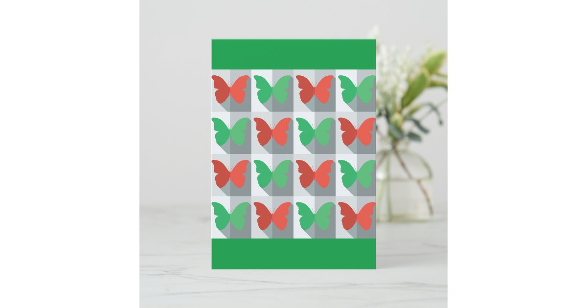 Red And Green Butterflies Invitation | Zazzle