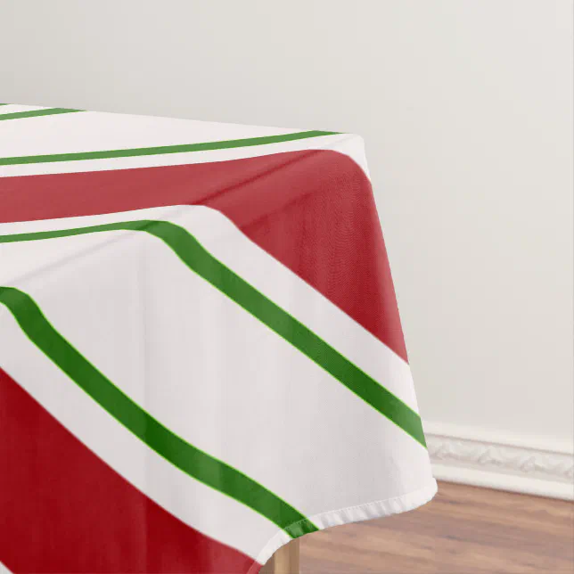 Red and Green Candy Cane Stripes Tablecloth | Zazzle