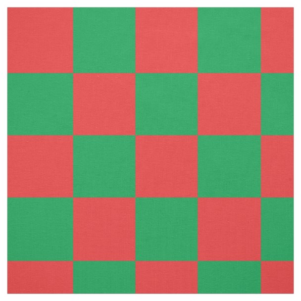 Red and green checkerboard pattern fabric | Zazzle