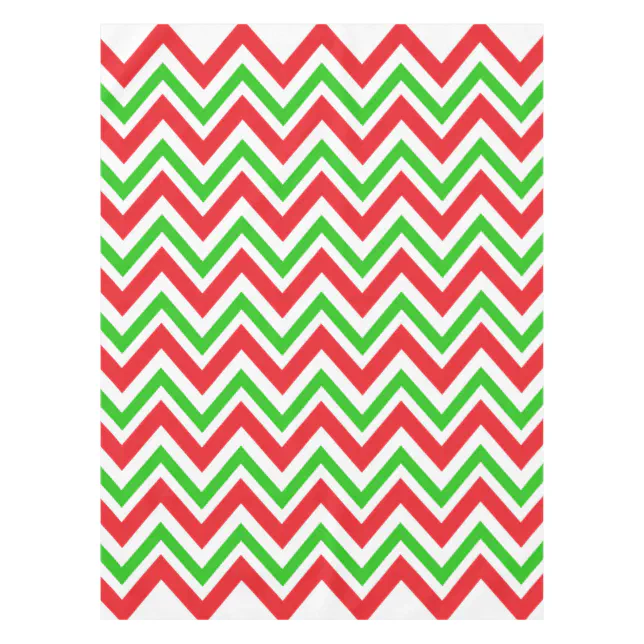 Red and Green Chevron Pattern Christmas Tablecloth | Zazzle
