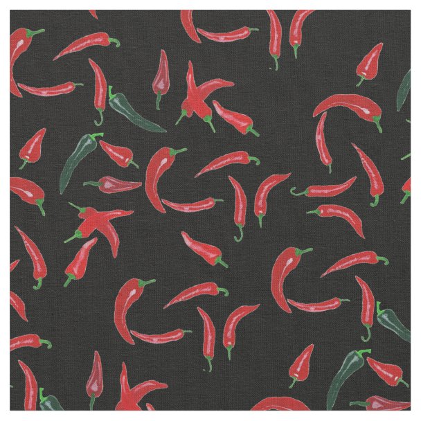 Chili pepper pattern kitchen cotton twill fabric | Zazzle.com