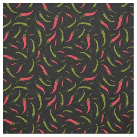 Red and Green Chilli Pepper Pattern Fabric | Zazzle