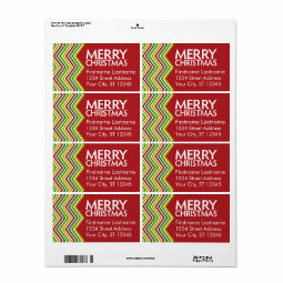 Red and Green Christmas Chevrons Label | Zazzle