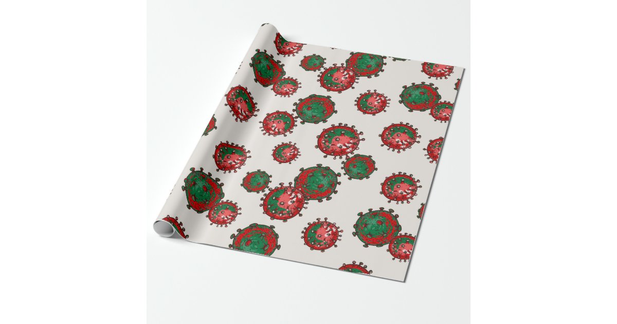 Red and Green Coronavirus | Virus Christmas Wrapping Paper | Zazzle