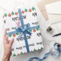 Red and green Merry Christmas kids wrappingpaper | Zazzle