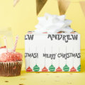 Red and green Merry Christmas kids wrappingpaper | Zazzle