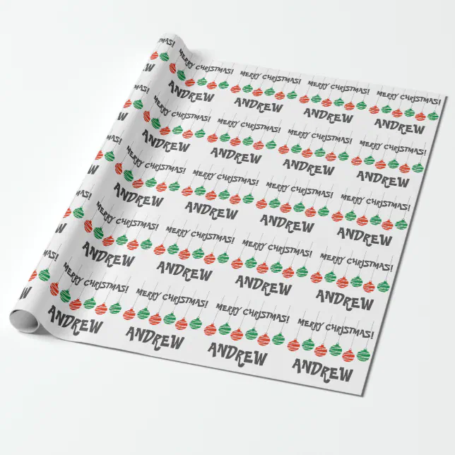 Red and green Merry Christmas kids wrappingpaper | Zazzle