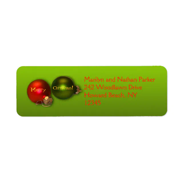 Red and Green Ornament Christmas Address Labels | Zazzle