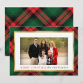Red and Green Plaid Photo Christmas Card | Zazzle